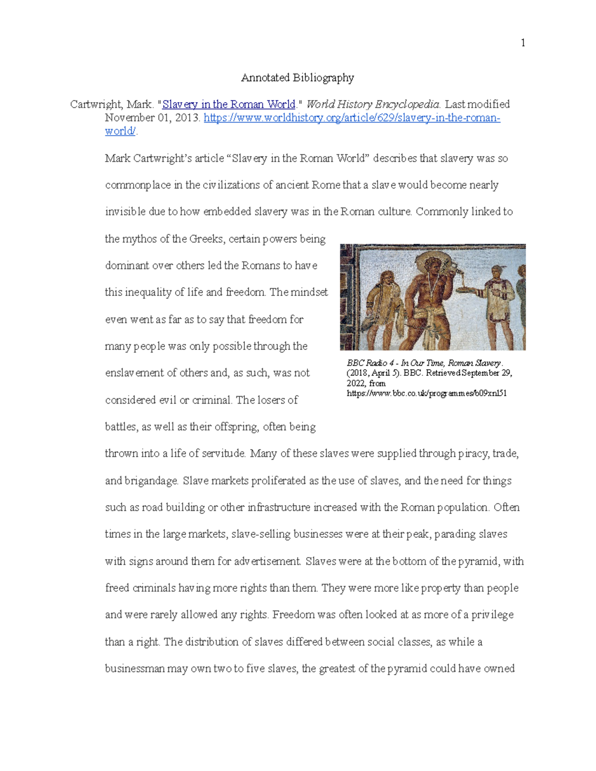 Annotated Bibliograpgy - Annotated Bibliography Cartwright, Mark ...