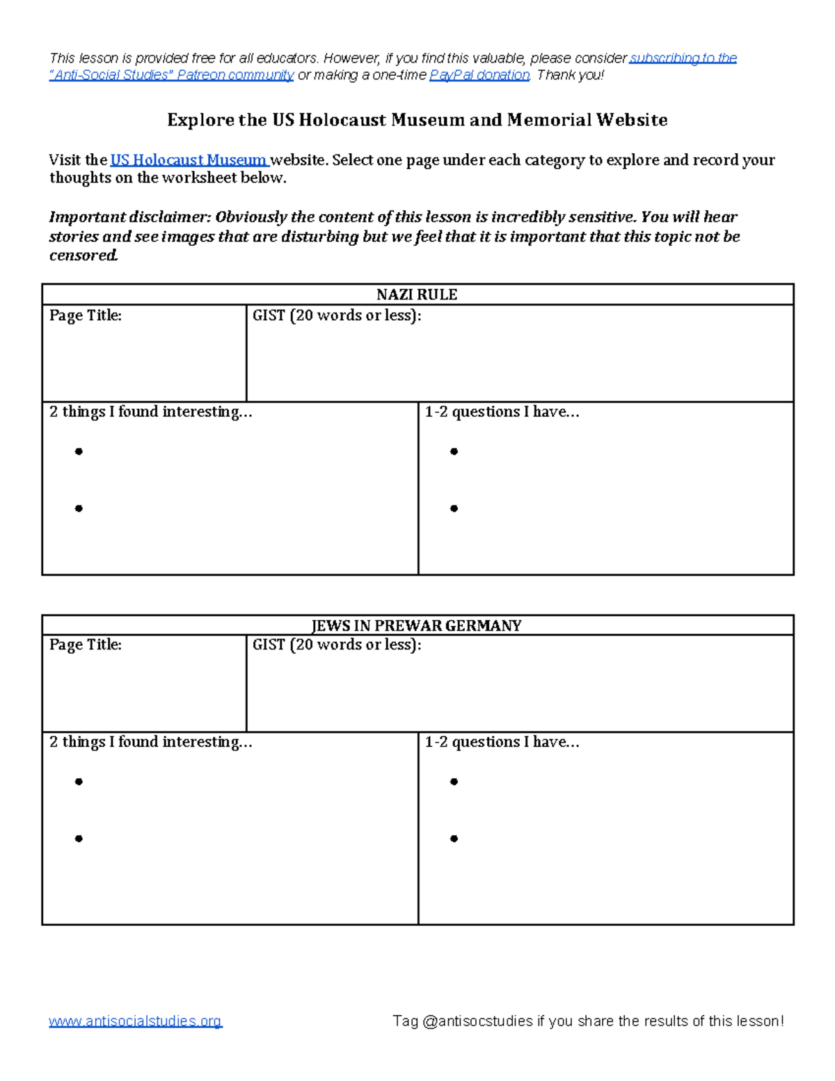 Jackson Bergendahl (Student) - 7.8 Holocaust Museum Website Worksheet ...