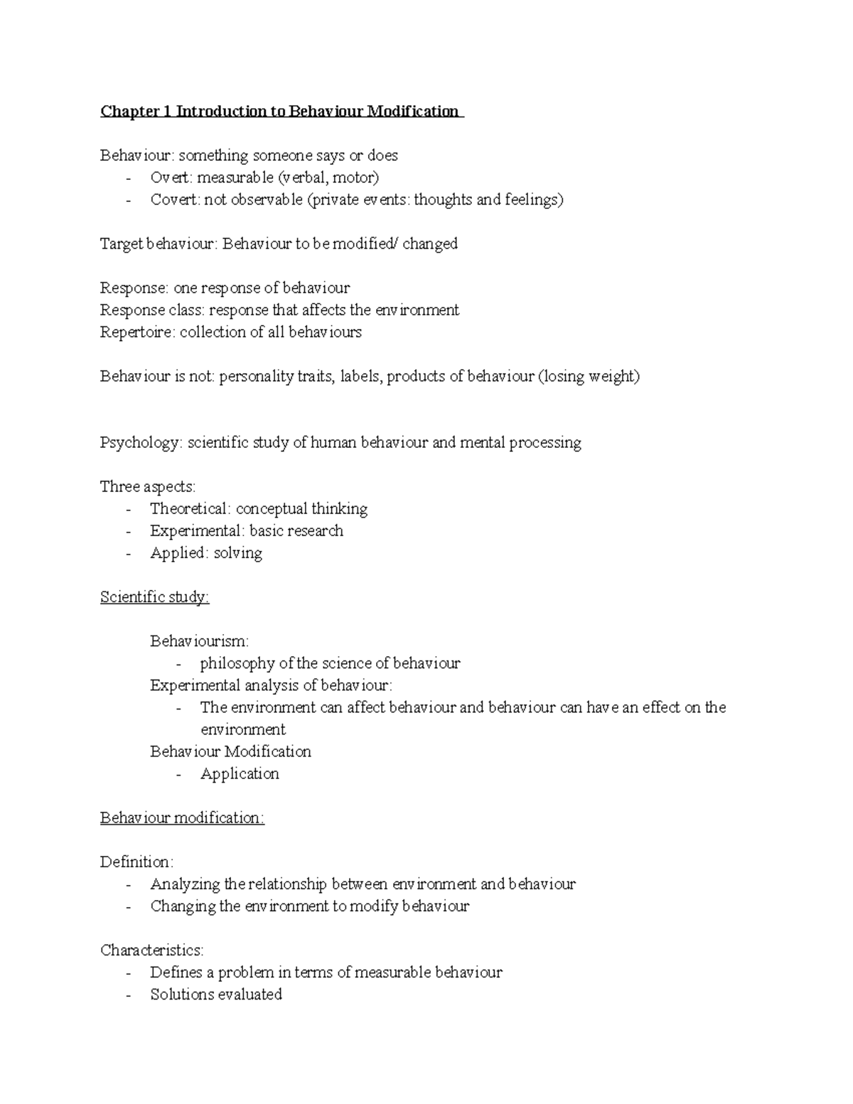 Psycho chap 1 - Based on the Behavior modification: Principles and ...