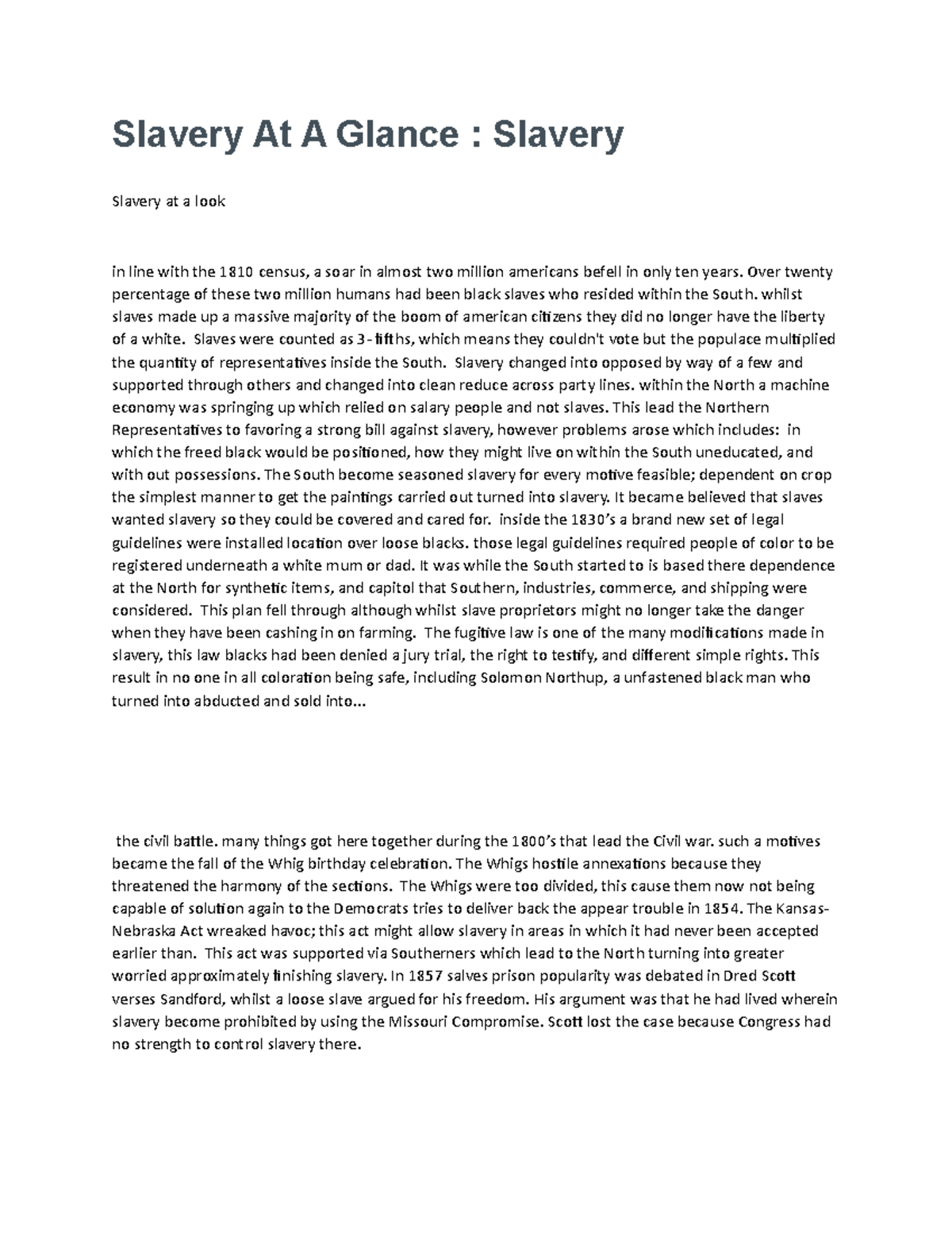Slavery At A Glance Slavery - Slavery At A Glance : Slavery Slavery at ...