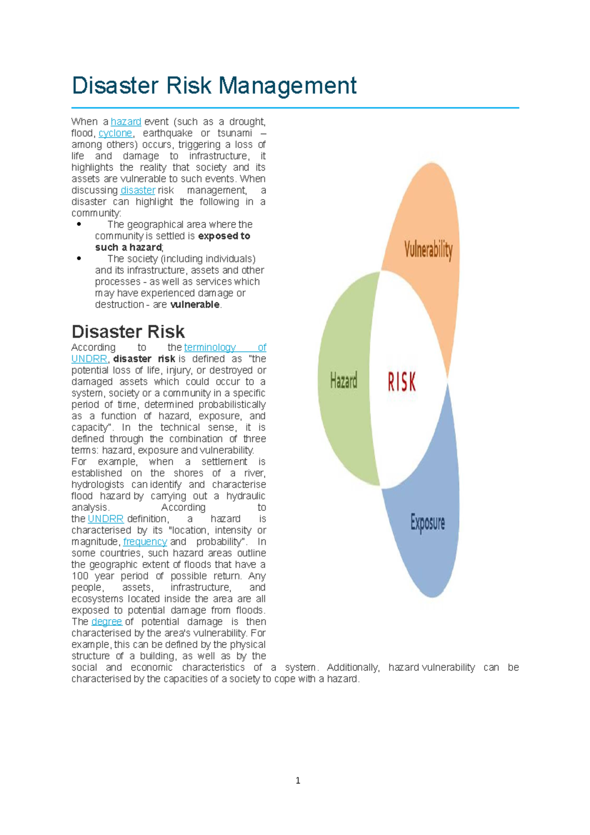 Disaster Risk Management - When discussing disaster risk management, a ...