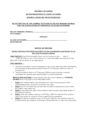 Criminal Appeal 11 of 2019 - REPUBLIC OF KENYA IN THE HIGH COURT OF ...