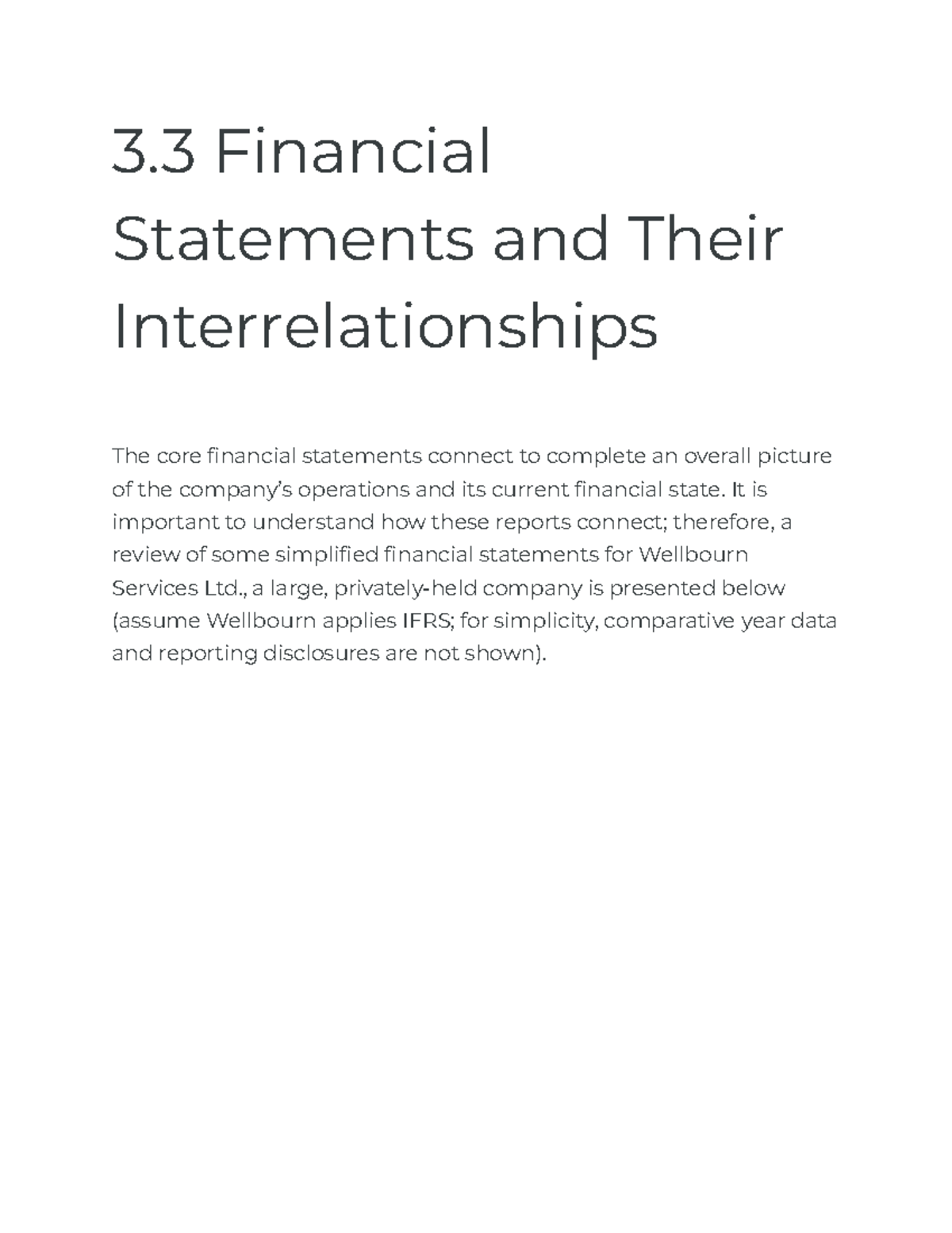 3.3 Financial Statements and Their Interrelationships - 3 Financial ...
