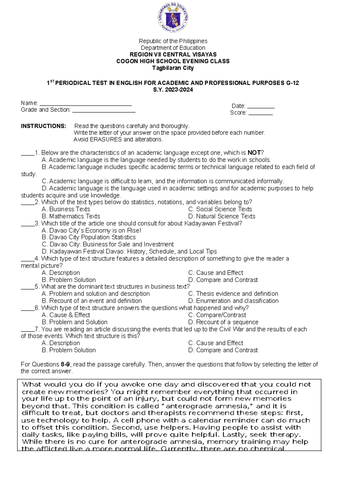 PT EAAP Q1 - notes - What would you do if you awoke one day and ...
