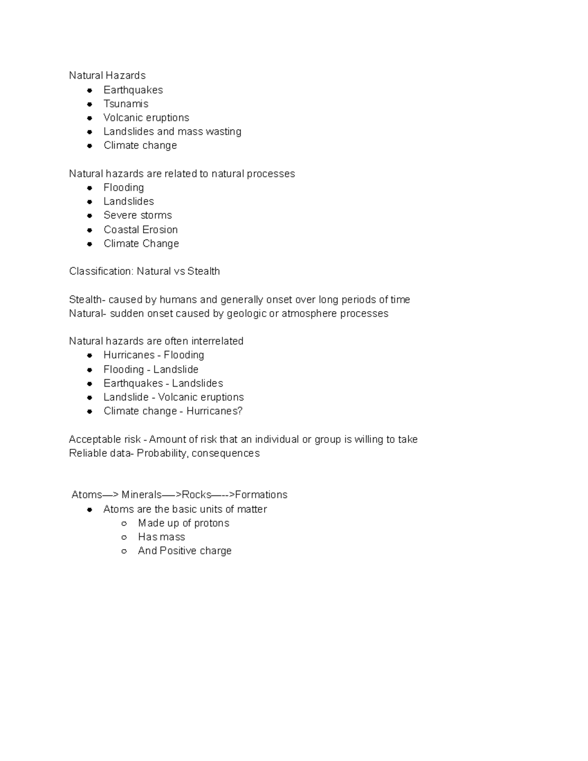 GEOL - Notes - Natural Hazards Earthquakes Tsunamis Volcanic eruptions ...