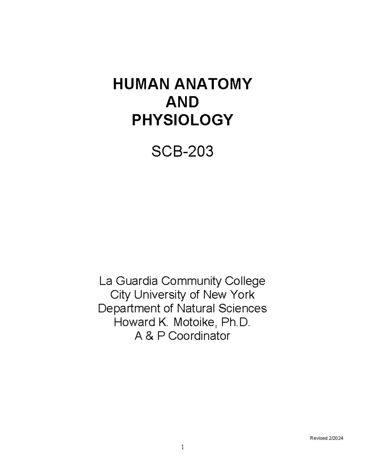 Spring I 2024 SCB-203 Lecture Syllabus Amerman + Open Stax + Global Learning(1) - Tagged - HUMAN ...