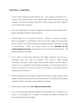 MArketing Exam Revision Questions - Marketing 1 (MRK130T) Revision ...