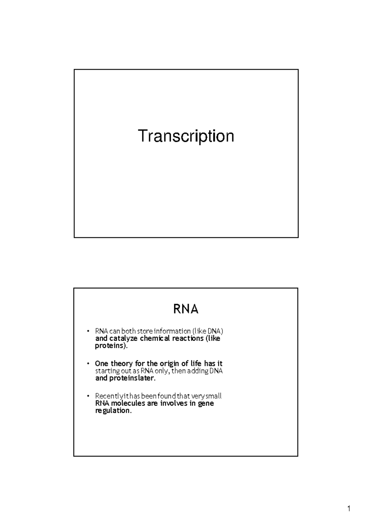 Transcription- cell and molecular biology notes - Biology - Studocu