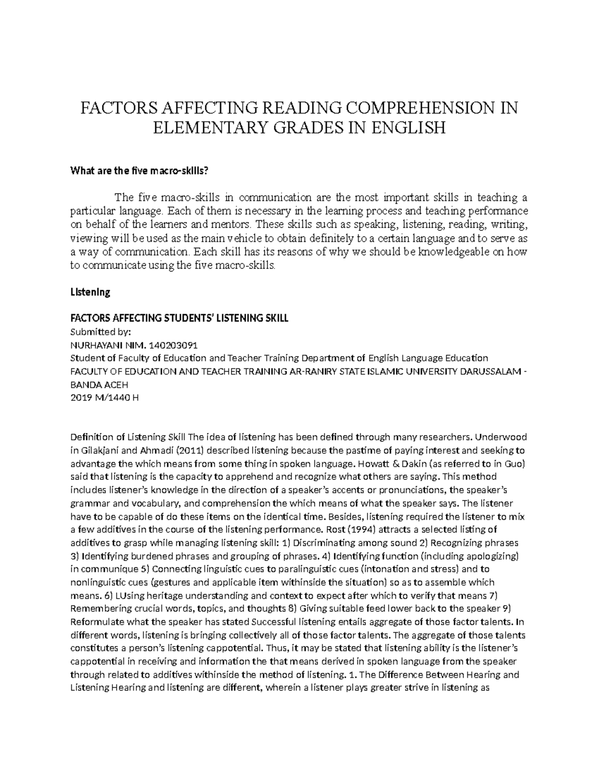 Research factors of reading comprehension 1 - FACTORS AFFECTING READING ...