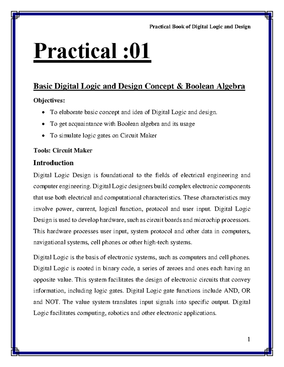 Practical 01 - dld gates - Practical : Basic Digital Logic and Design ...