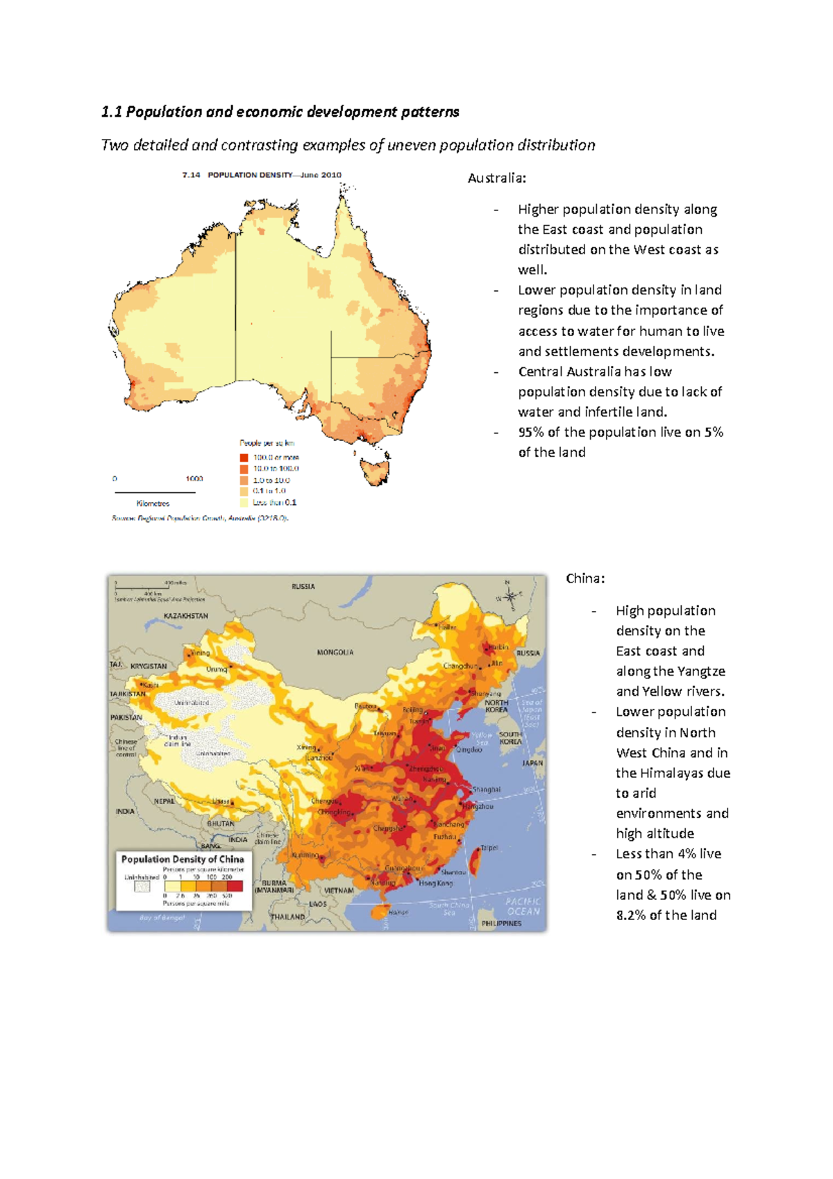 Case studies - 1 Population and economic development patterns Two ...
