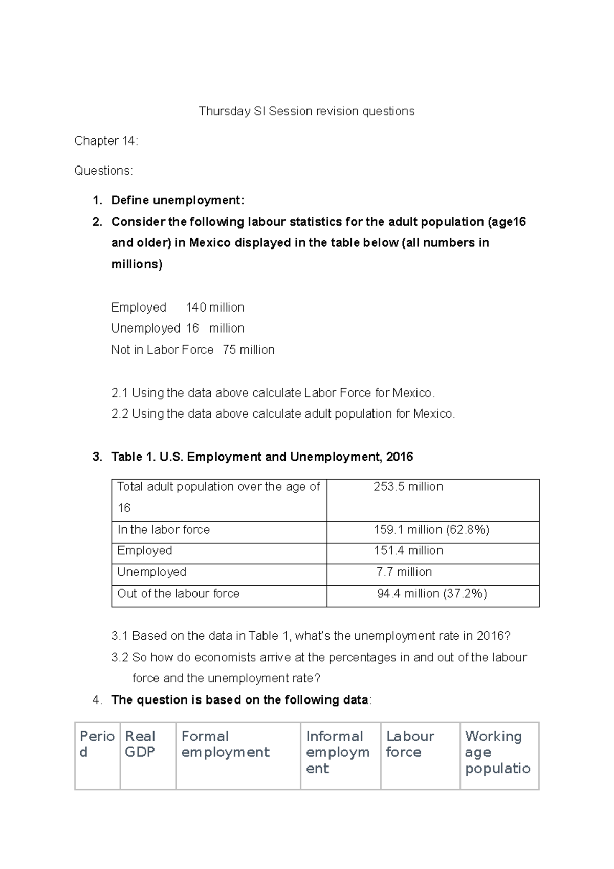 Chapter 14 SI Revision Questions - Thursday SI Session revision ...