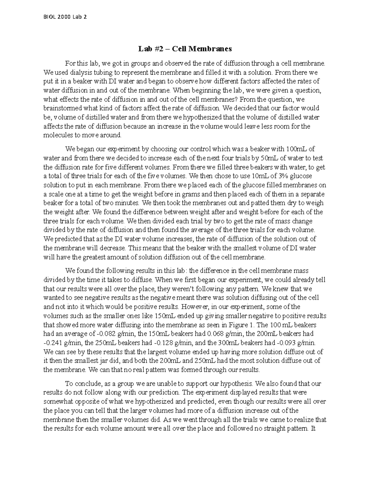 BIOL 2000 Lab 2 - One of the mandatory lab assignments - BIOL 2000 Lab ...