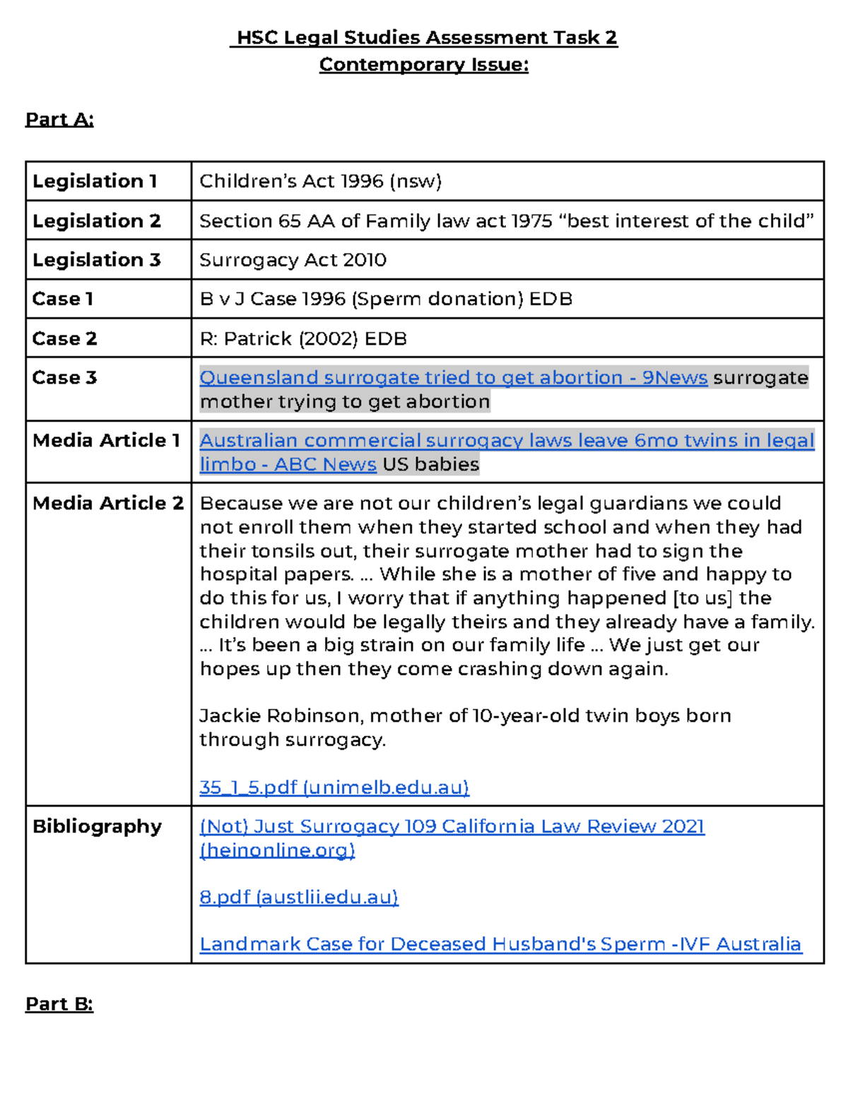 Mia Vallejos-Praslin - HSC Legal Studies Assessment Task 2 - HSC Legal ...