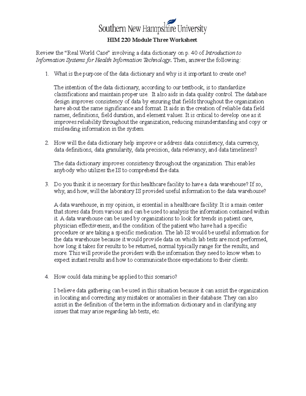 HIM 220 Module Three Worksheet - HIM 220 Module Three Worksheet Review ...