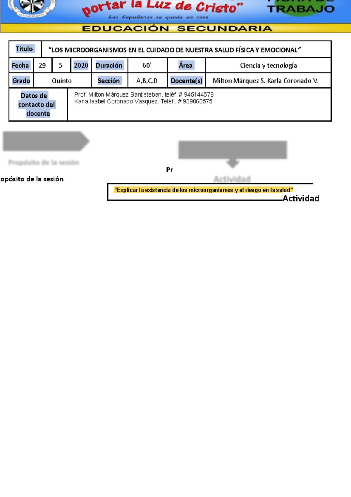 Ficha de CYT de 5° - dghhhhhhhhhhhhhhhhhhhhhhhhhhhhhhh - Título “LOS ...