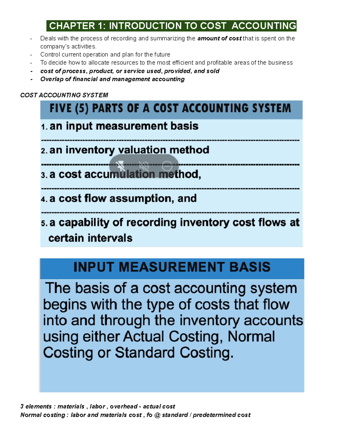 CA BOOK Notes - CHAPTER 1: INTRODUCTION TO COST ACCOUNTING - Deals with ...