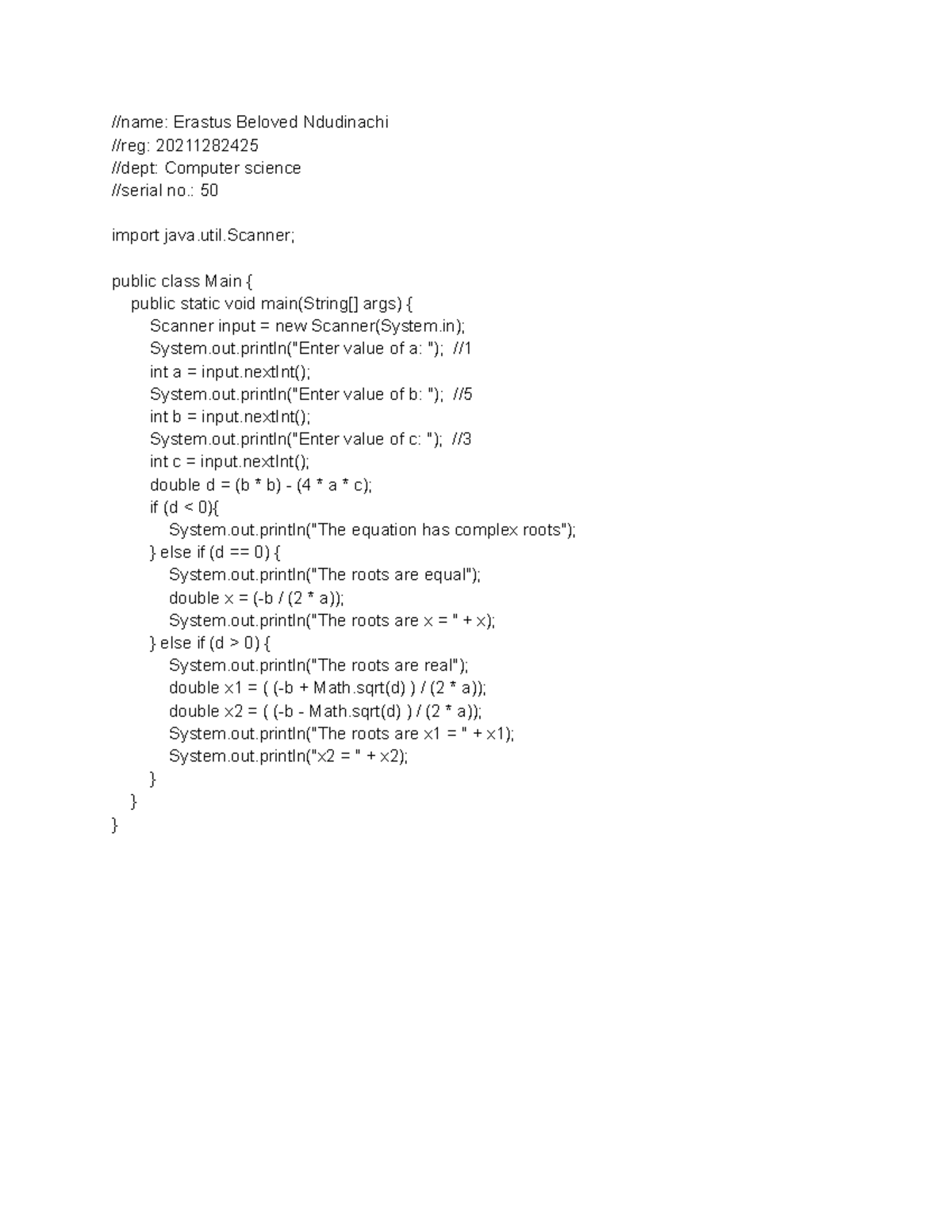 Cit202 assignment - //name: Erastus Beloved Ndudinachi //reg: 20211282425 //dept: Computer ...