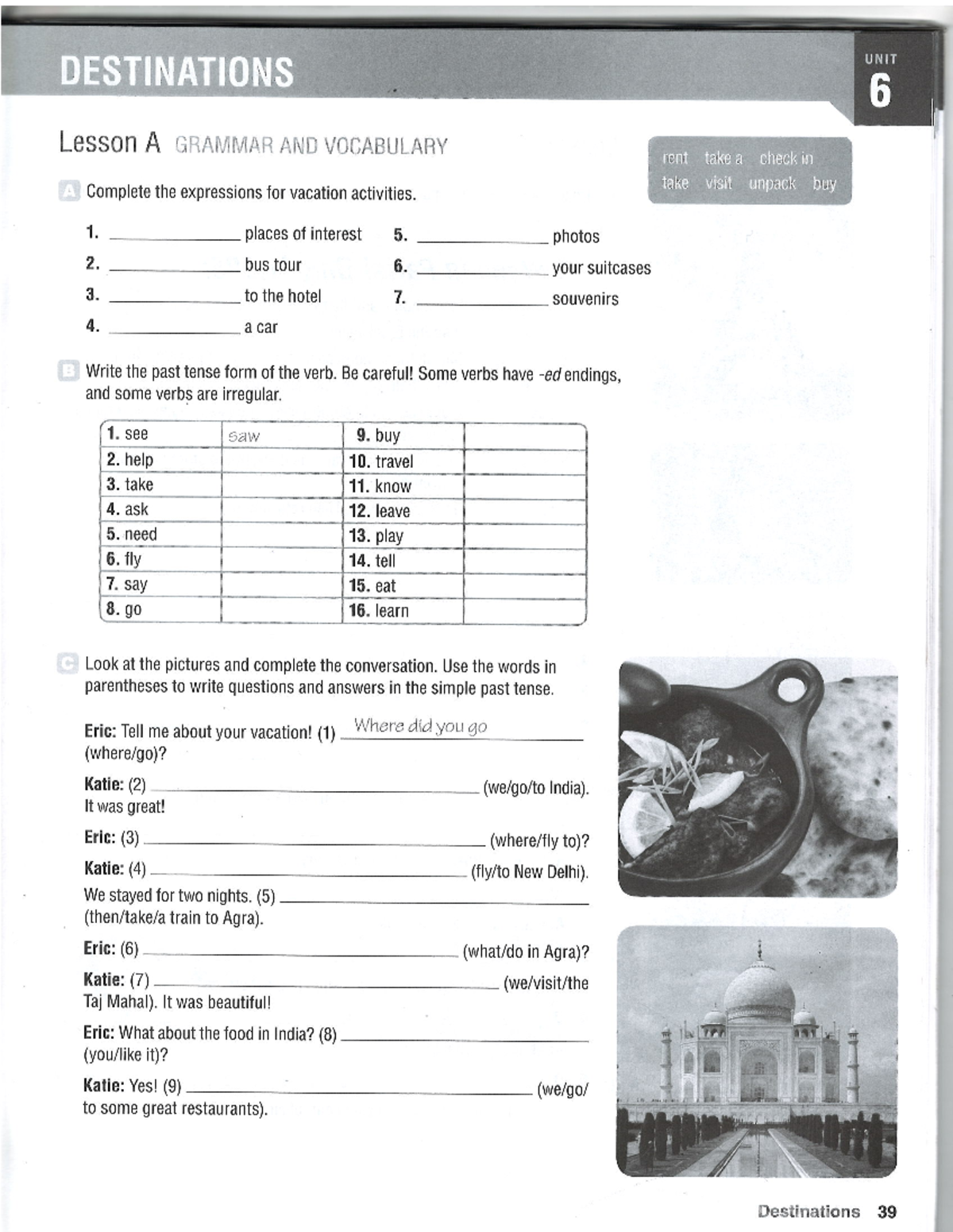 World-english-1-workbook Unidad 6 - Lesson A GRAMMAR AND VOCABULARY ...