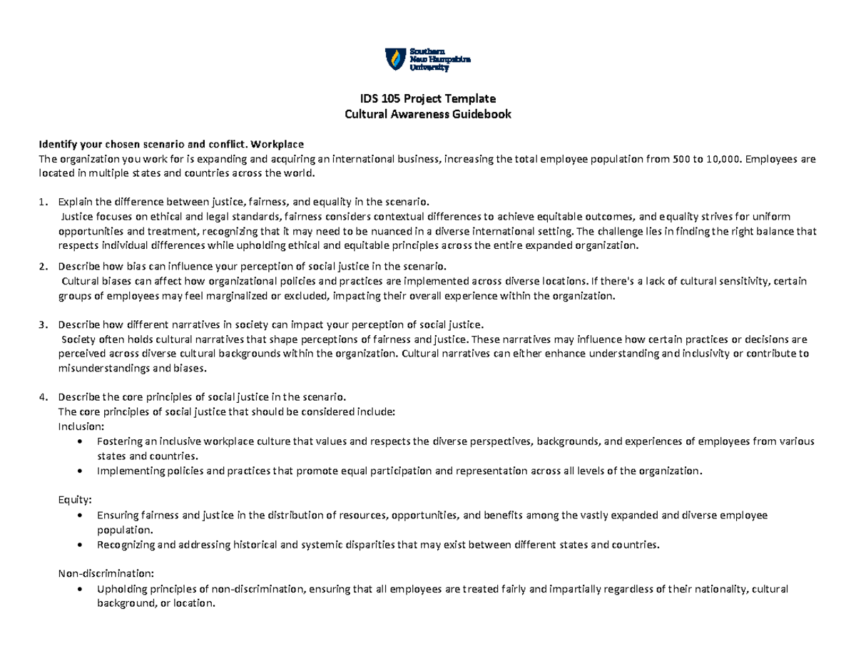 IDS 105 mod 5 - IDS 105 Project Template Cultural Awareness Guidebook ...