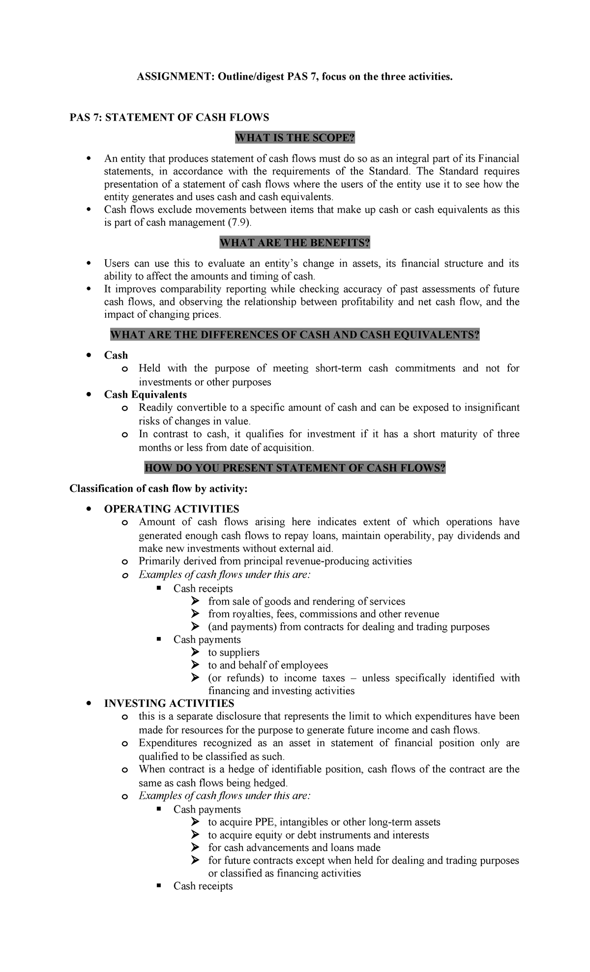 PAS7 Outline - Summary Conceptual Framework - ASSIGNMENT: Outline ...