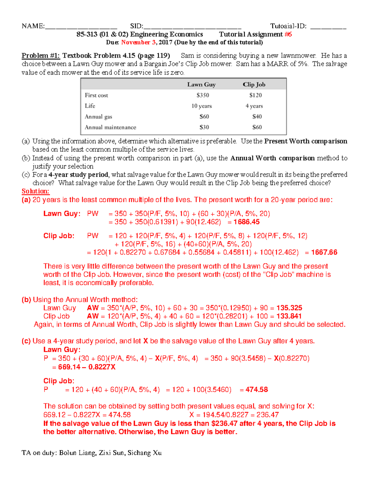 Tutorial 6 Nov3 solution 2018 - NAME:____________________ SID