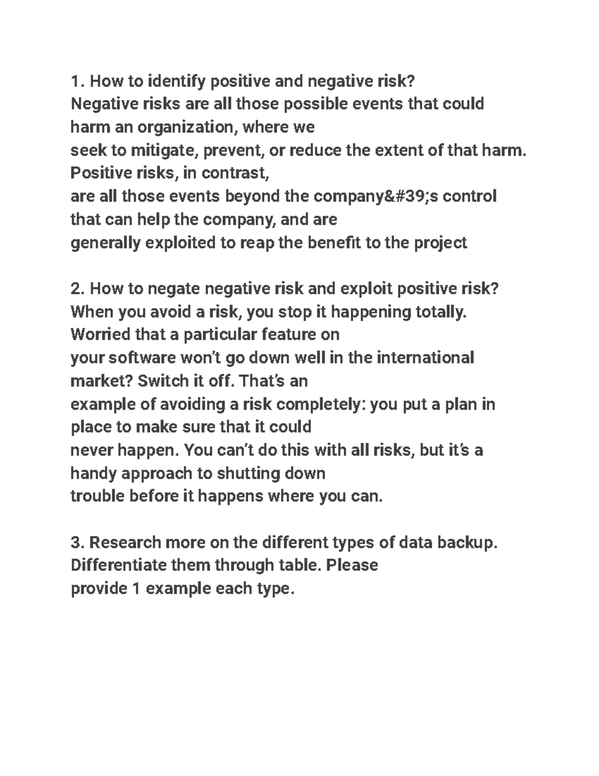 Final Activity No. 3 - How to identify positive and negative risk ...