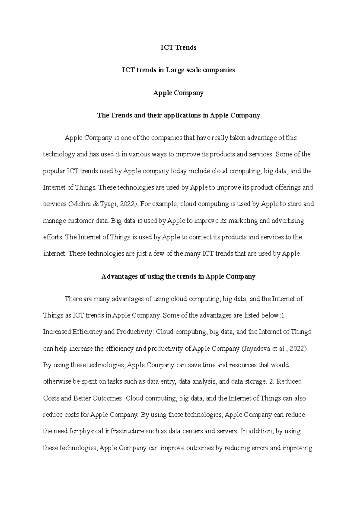 ICT Trends Final - ICT Trends ICT trends in Large scale companies Apple ...