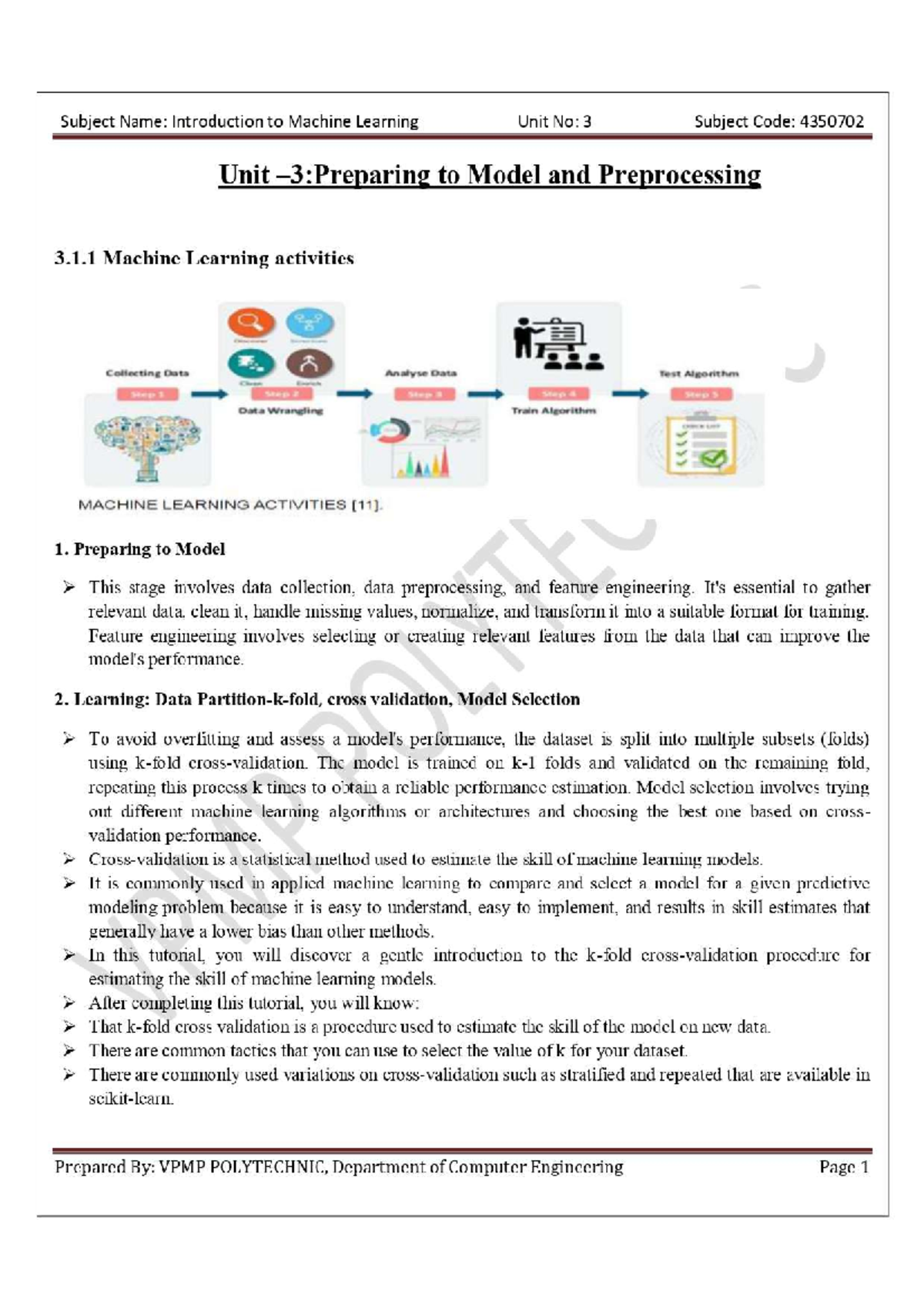 Chapter-3 - Jsnsbsjsksk - Subject Name: Introduction to Machine ...