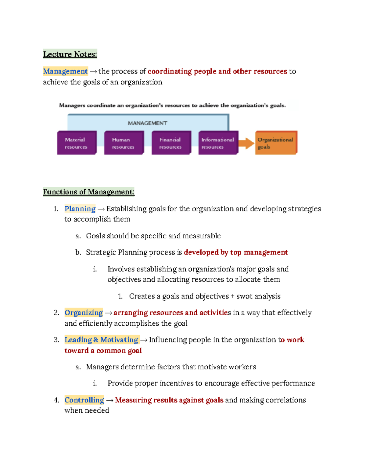Chapter 6 understanding management process - Lecture Notes: Management ...