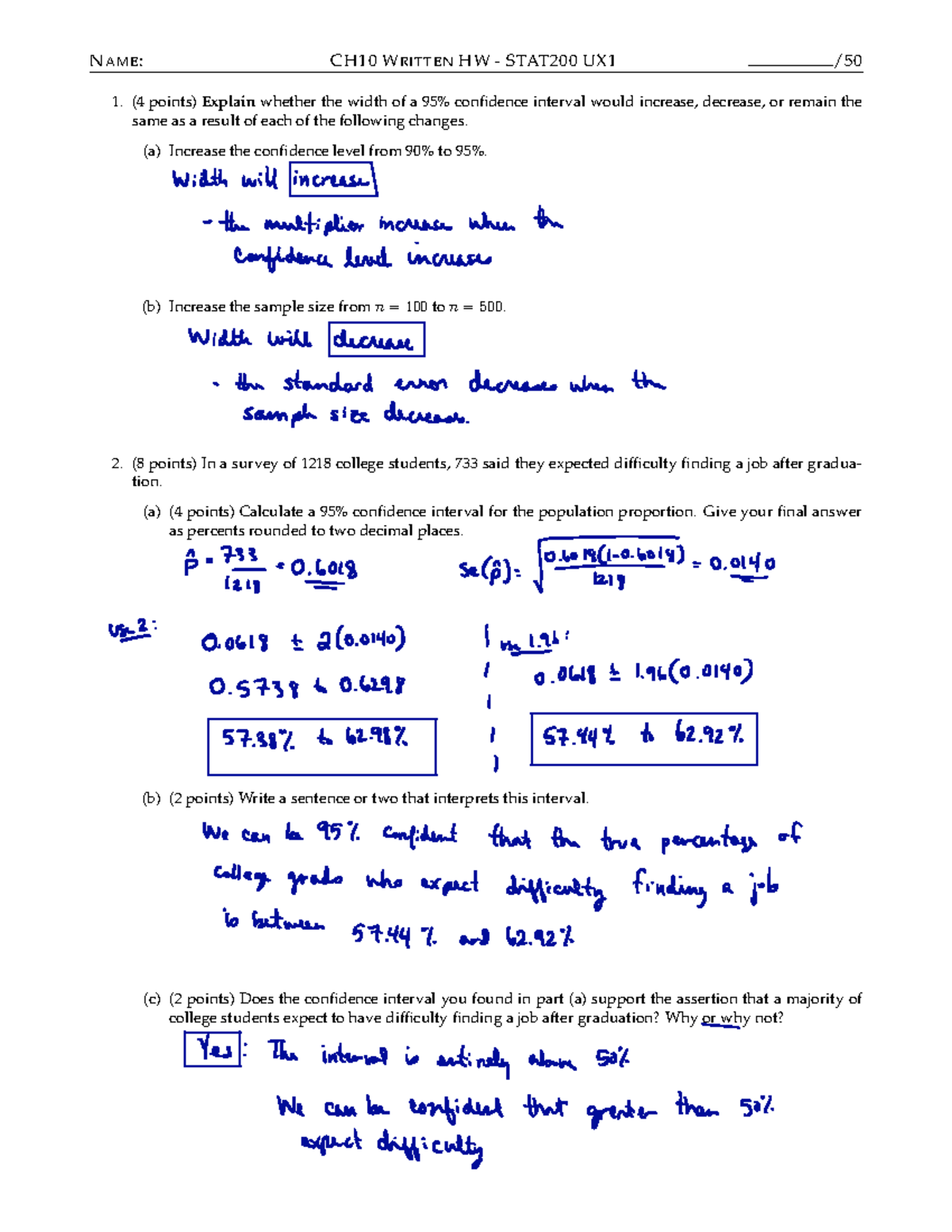 CH10-WHW-Solutions - Homework help with notes - NAME: CH10 WRITTEN HW ...