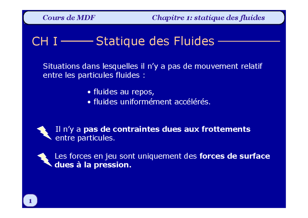 Chap1-Statique-pdf - COURE DE MECANIQUE DES FLUIDES - Université d ...