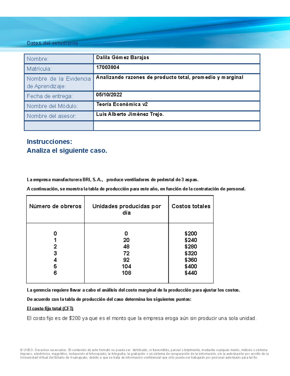 Gómez Dalila Analizando razones de producto total - Datos del ...
