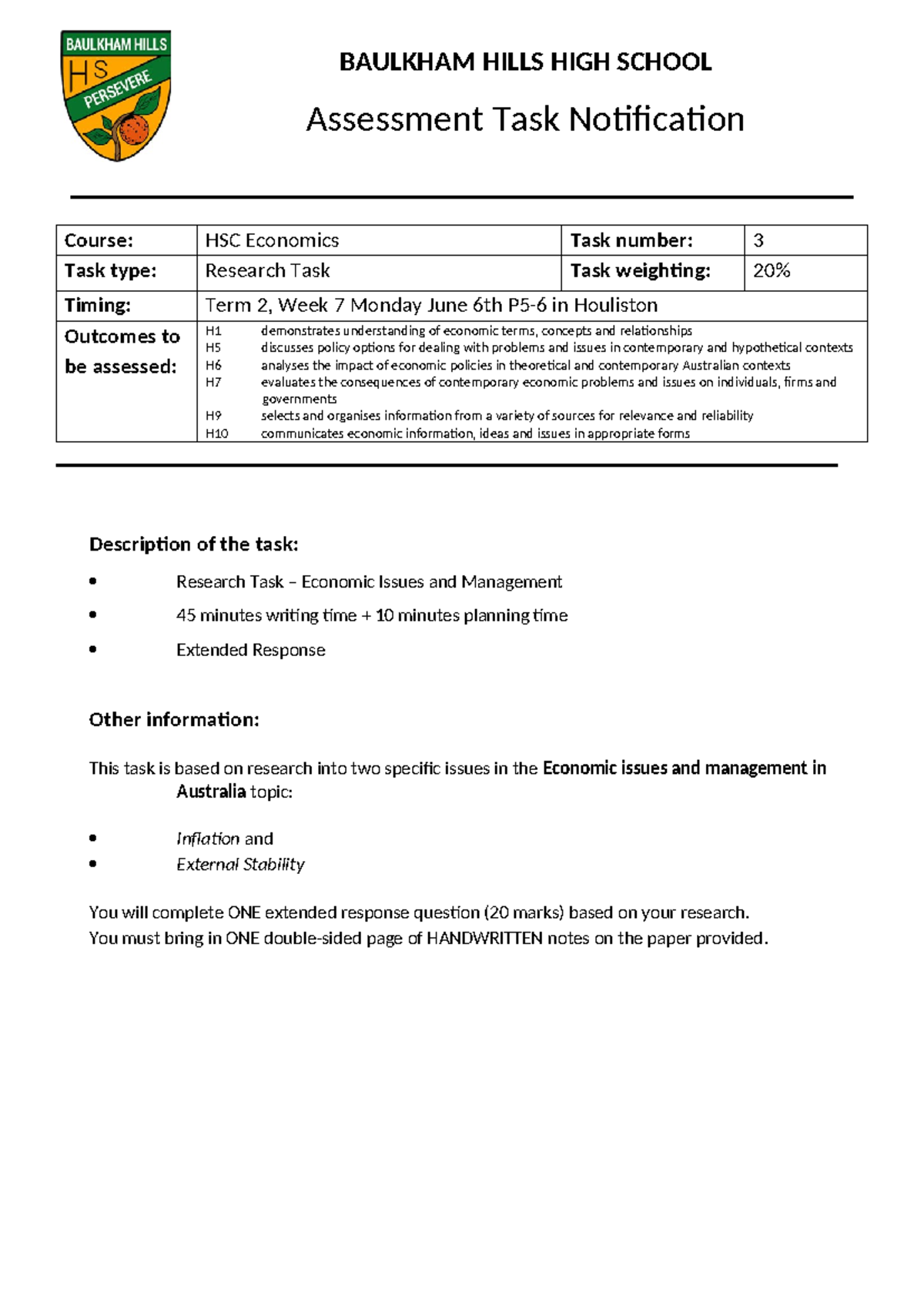 2022 Task 3 Notification - BAULKHAM HILLS HIGH SCHOOL Assessment Task ...