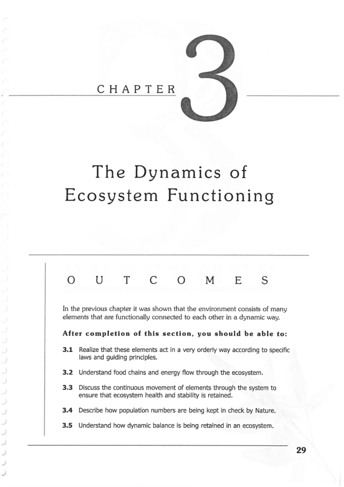 The Dynamic of Ecosystem Functioning - After completion of this section ...