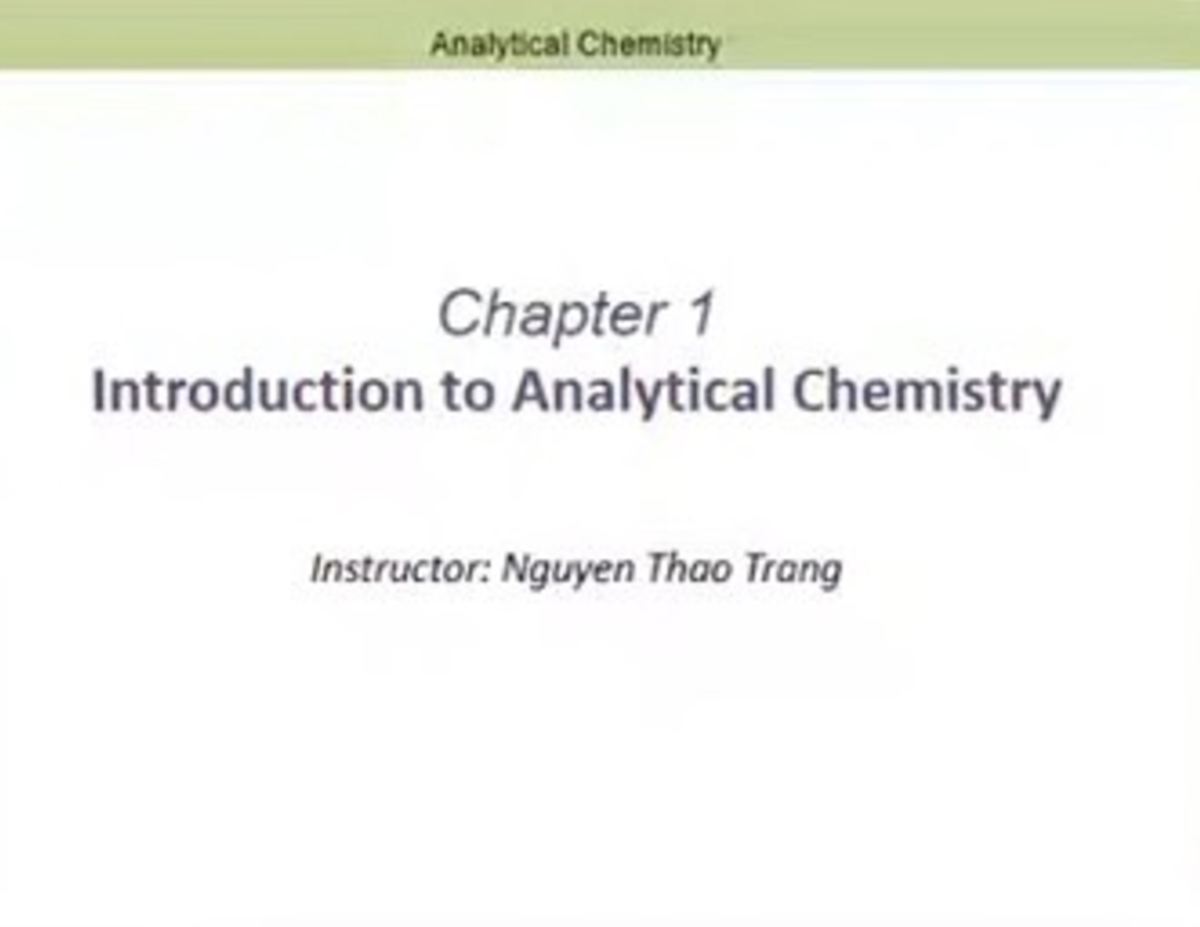 Lecture 1 Intro Anachem - Chemistry for engineers - Studocu