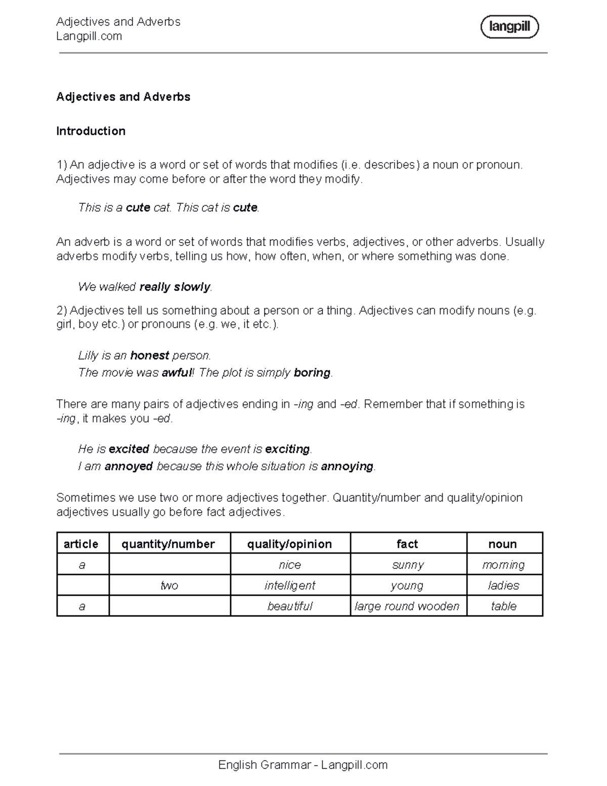 1.1 18. [Textbook] Adjectives and adverbs - Langpill Adjectives and ...