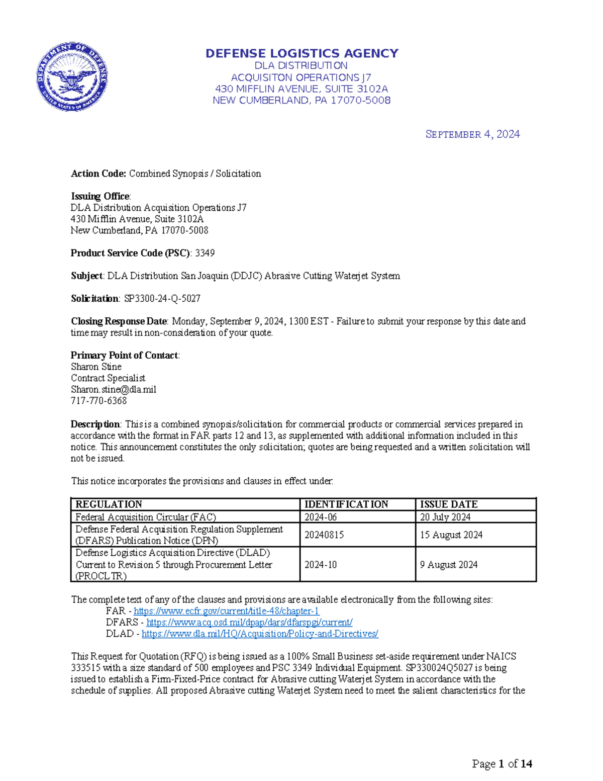 Tab+11+-+SP330024 Q5027+CSS - DEFENSE LOGISTICS AGENCY DLA DISTRIBUTION ...