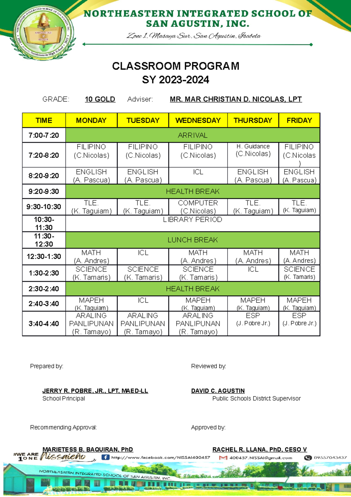 Classroom- Program - love love love - CLASSROOM PROGRAM SY 2023- GRADE ...