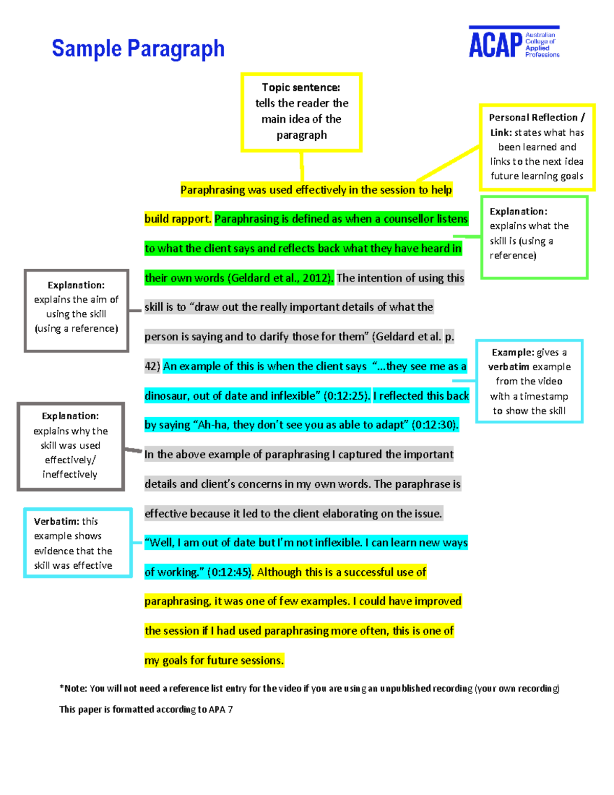 Analysis of a counselling session sample paragpraph v1 - Paraphrasing ...