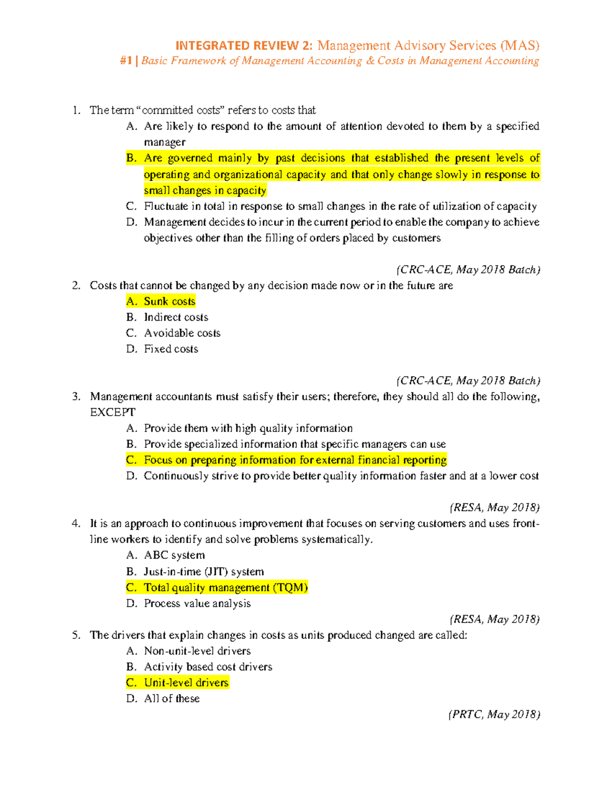Mas-Reviewer - For future - INTEGRATED REVIEW 2: Management Advisory ...