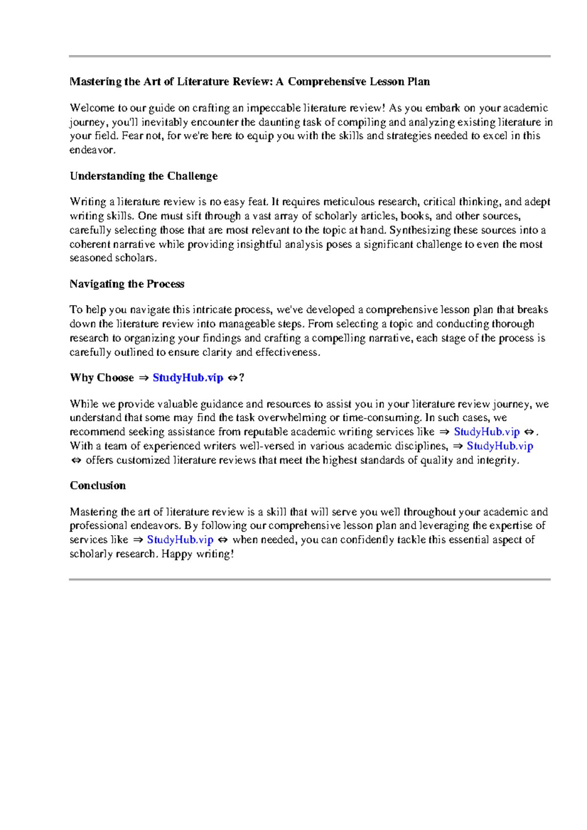 Literature Review Lesson Plan - Mastering the Art of Literature Review ...