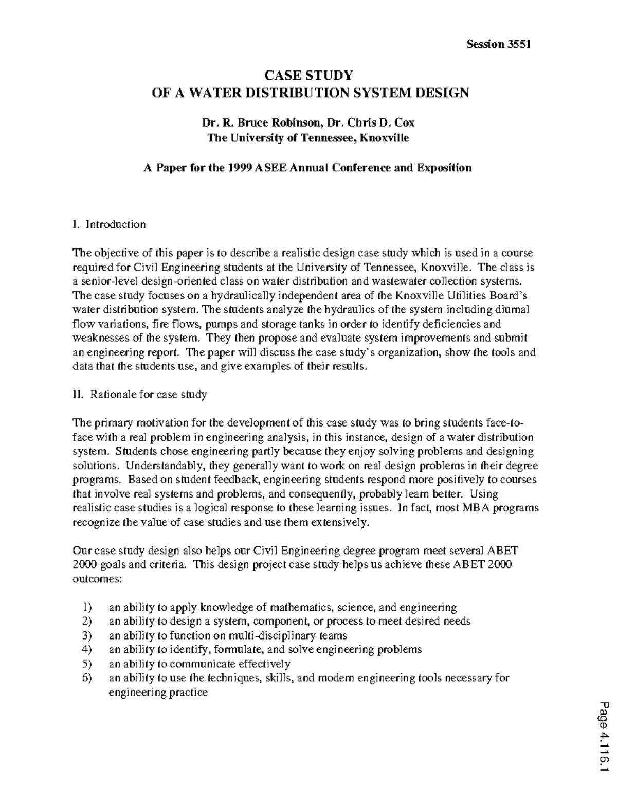 Case study of a water distribution system - Session 3551 CASE STUDY OF A WATER DISTRIBUTION ...