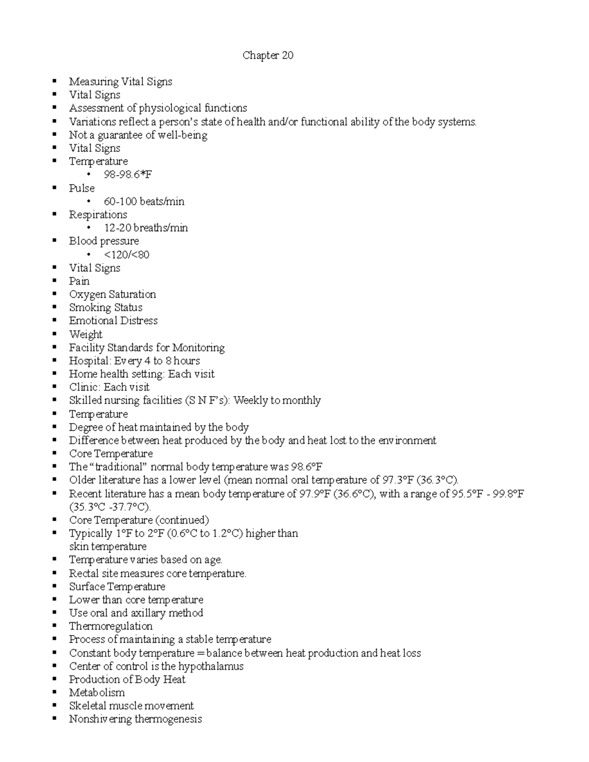 Chapter 20-PNS1 - study guide - Chapter 20 § Measuring Vital Signs ...