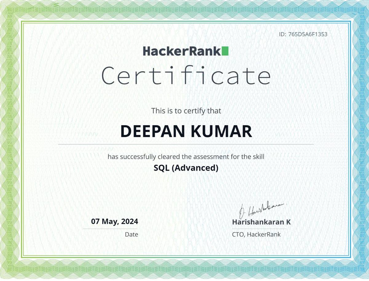 Sql advanced certificate - Database Management Systems - Studocu