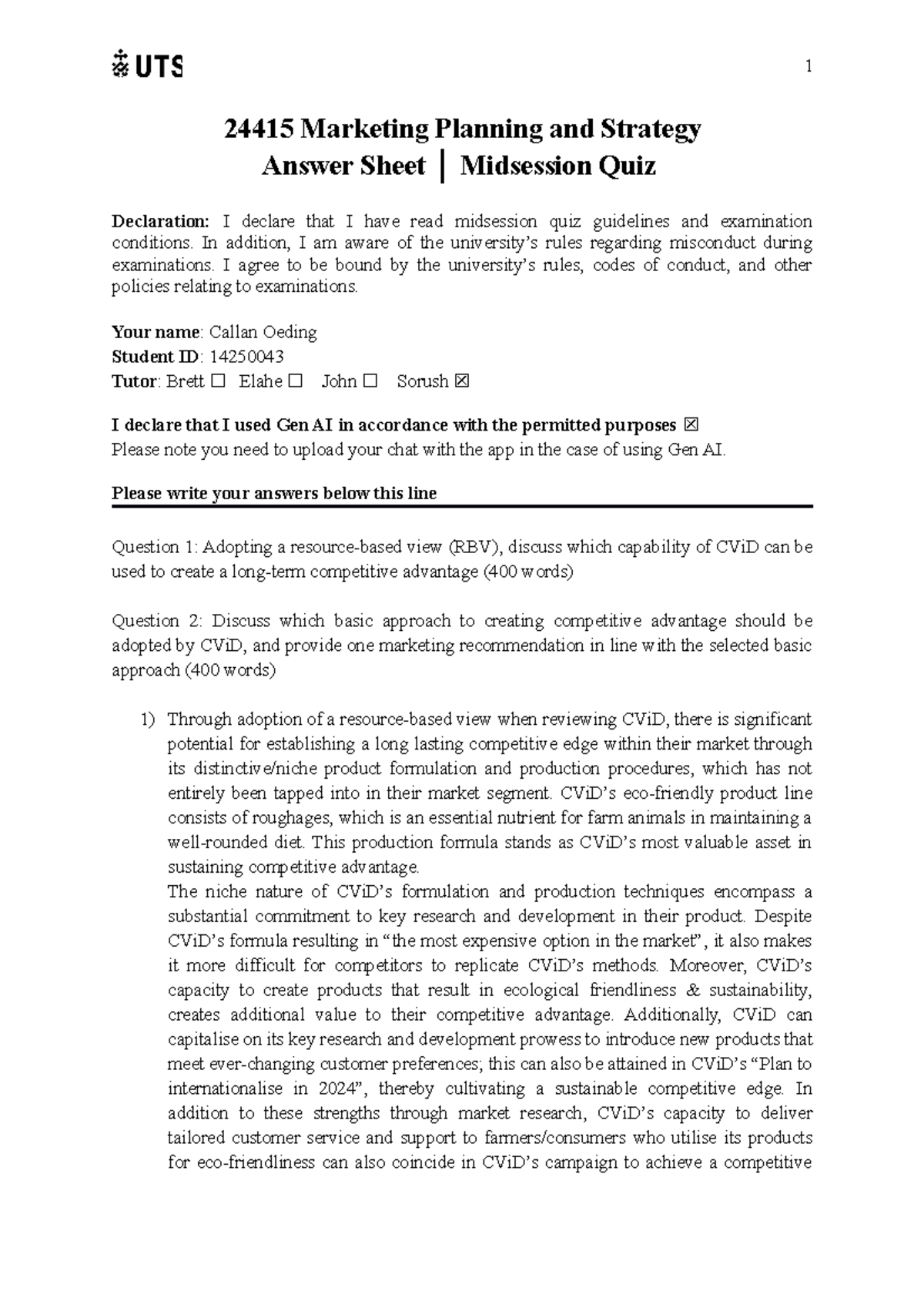01- Answer Sheet, 24415 MPS SPR2023 midsession quiz-1 - 1 24415 ...
