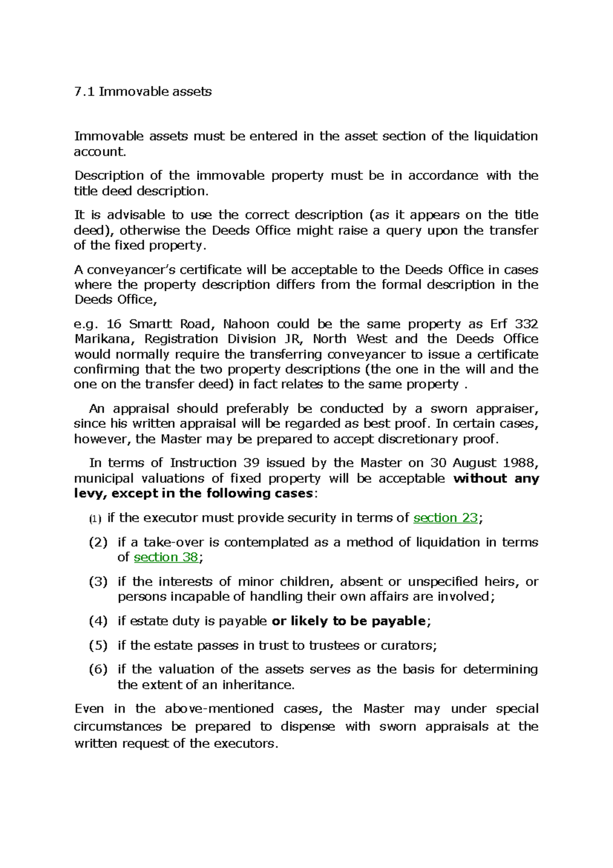 Chapter 7 - Dr Z. Ntshuntshe - 7 Immovable assets Immovable assets must ...