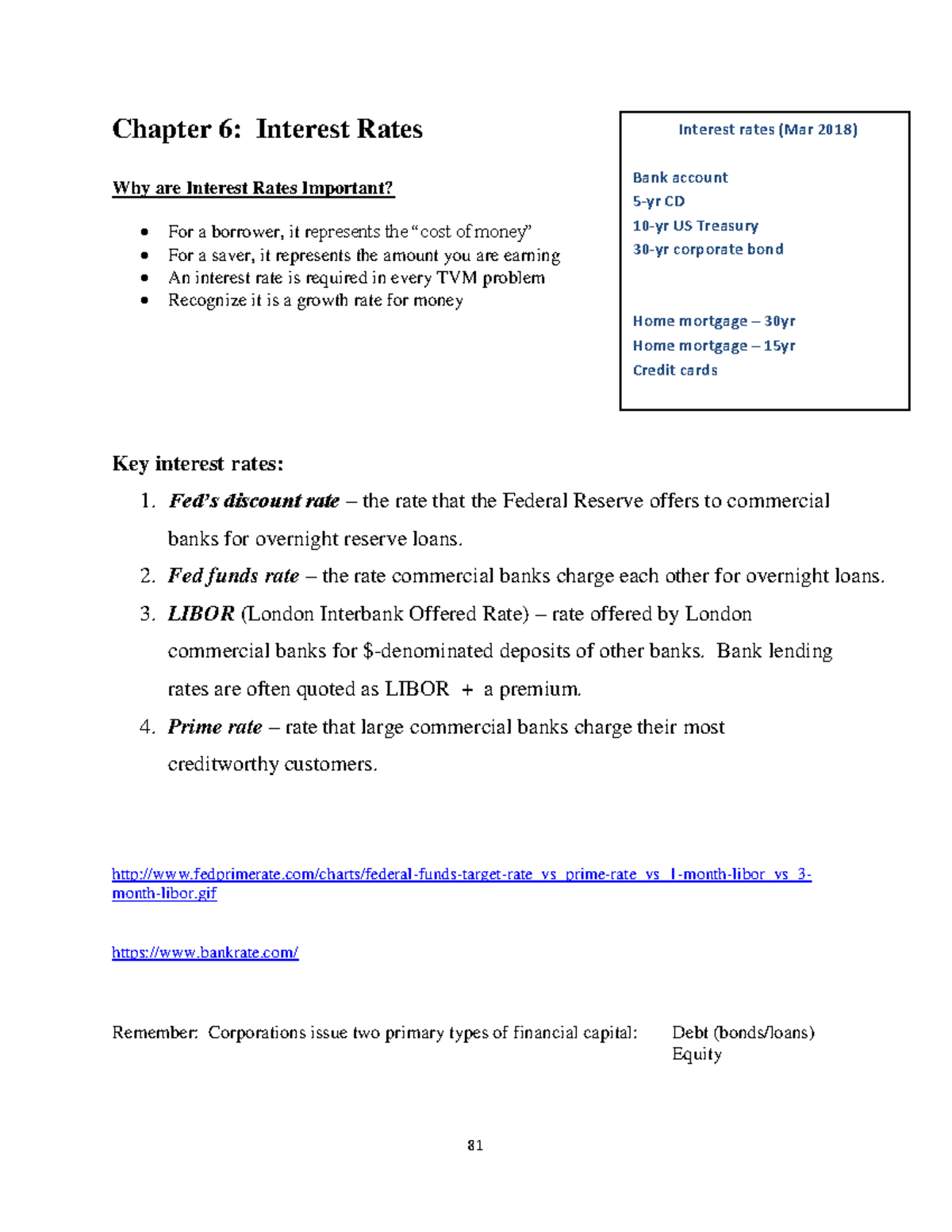 Lecture Notes Vol 2 (thru Exam 3) - Chapter 6: Interest Rates Interest ...
