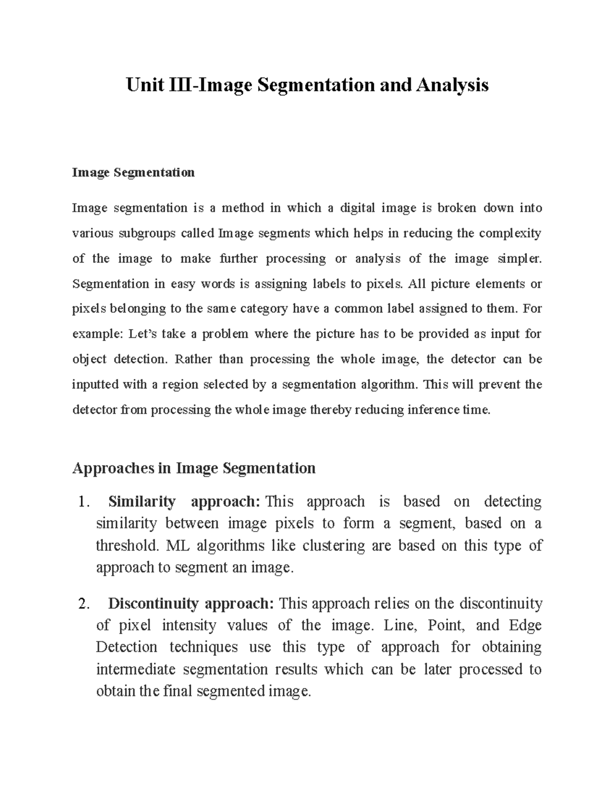 Unit III - Image processing class notes - Unit III-Image Segmentation ...