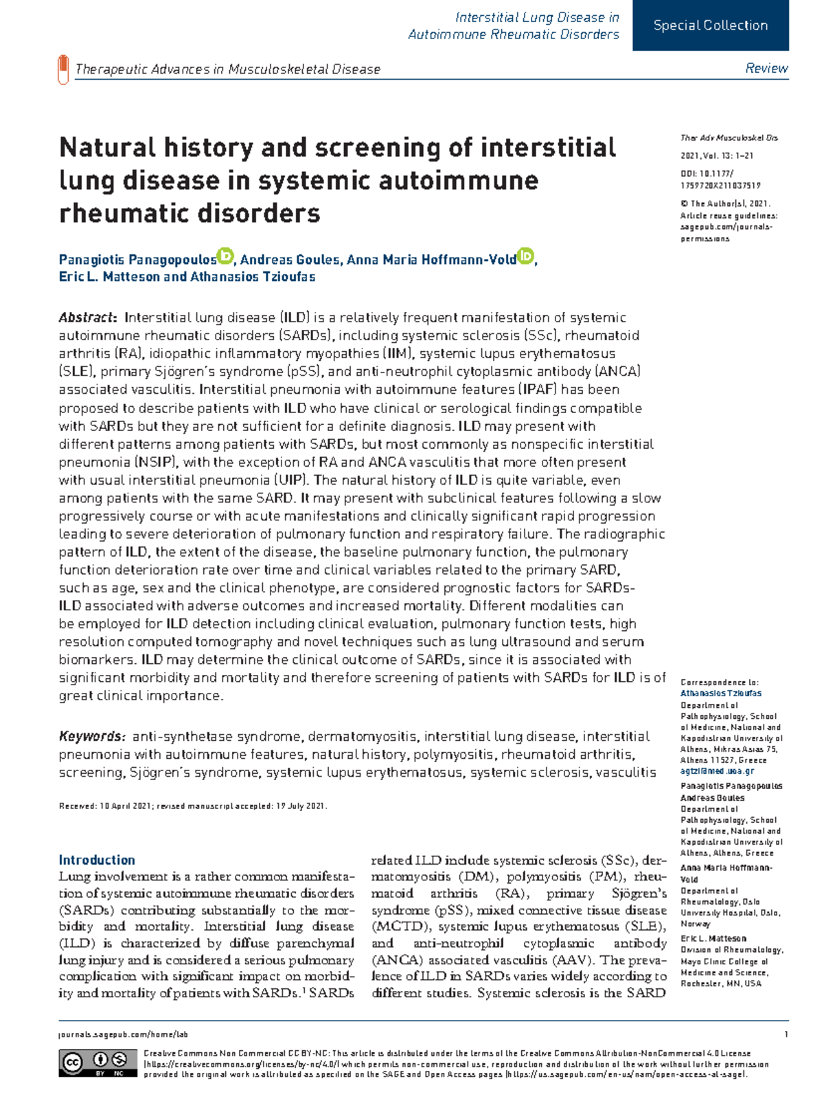 EPI e IPAF rheumatic - doi/10.1177/1759720X doi/10.1177/1759720X Ther ...